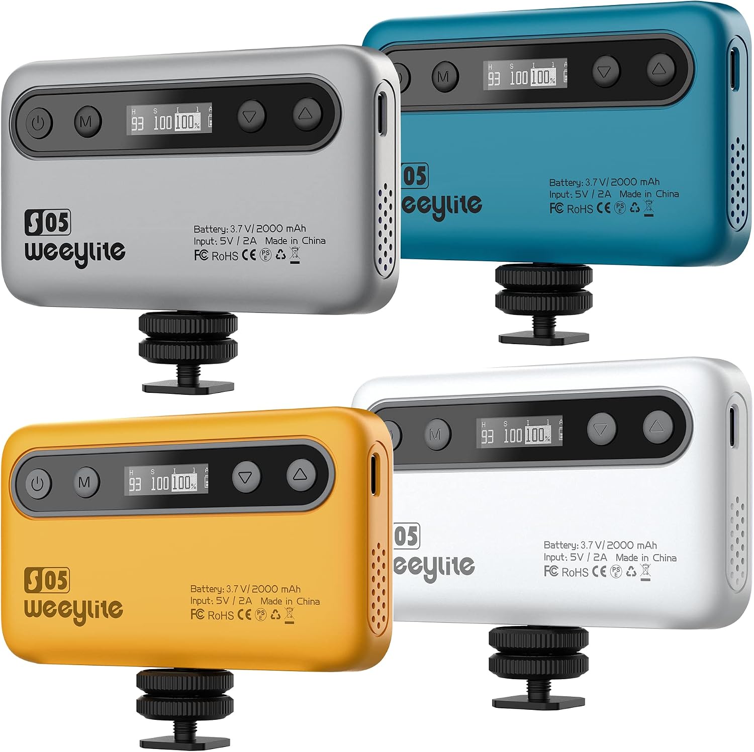Amazon.com : Weeylite S05 RGB Video Light with 4 Colors, App Control ...