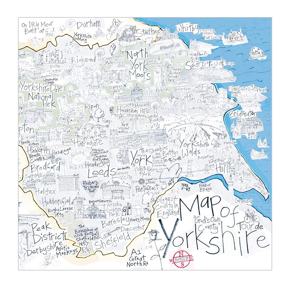 Map of Yorkshire greetings card : Amazon.co.uk: Home & Kitchen