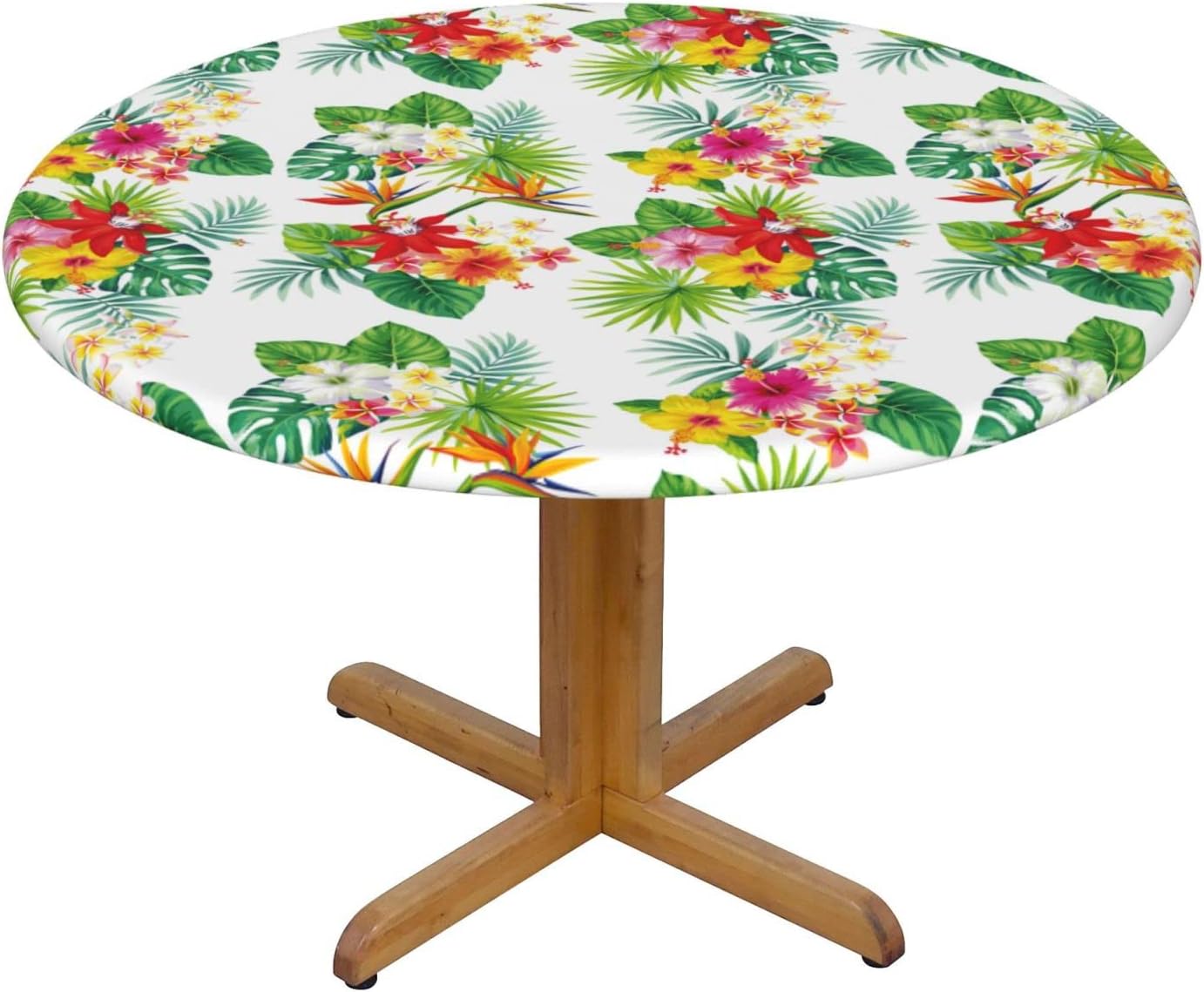 Amazon.com: Giinly Tropical Palm Hawaiian Flowers Round Tablecloth ...