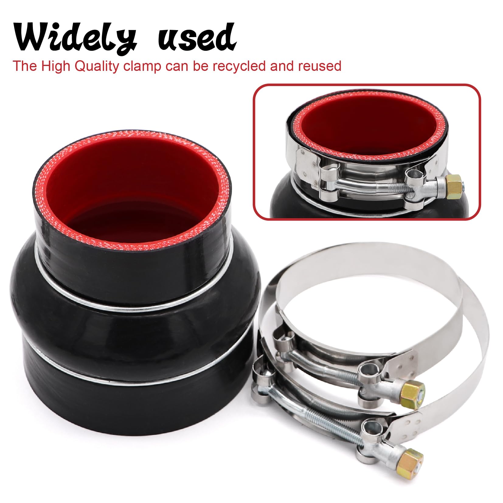 Snapklik.com : Straight Black Silicone Reducer Hump Coupler ID 3 To 4 ...
