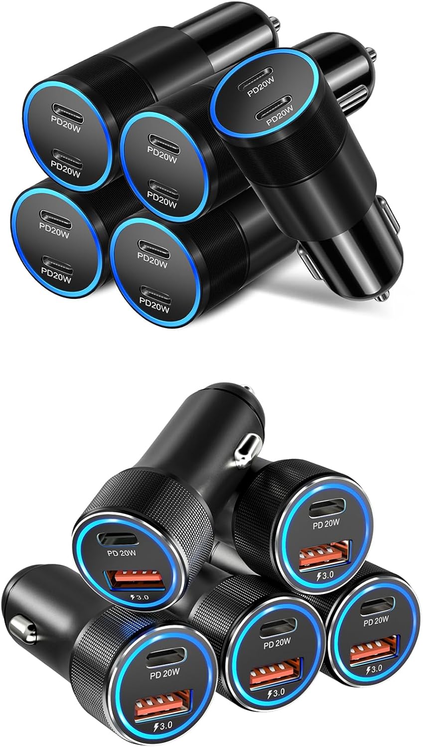 Amazon.com: 10 Pack USB C Car Chargers, Dual 12V USB C & USB Car ...