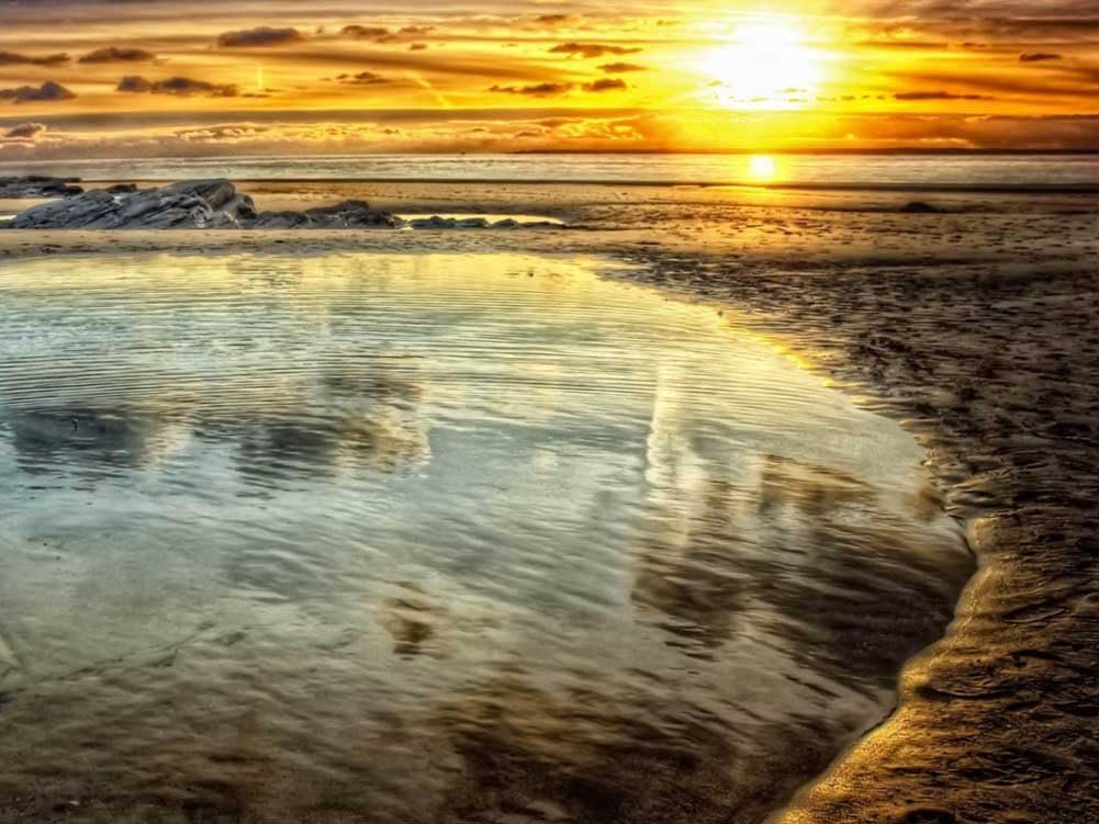 Amazon.com: gorgeous sunset on a tidal pool hdr - Art Print on Canvas ...