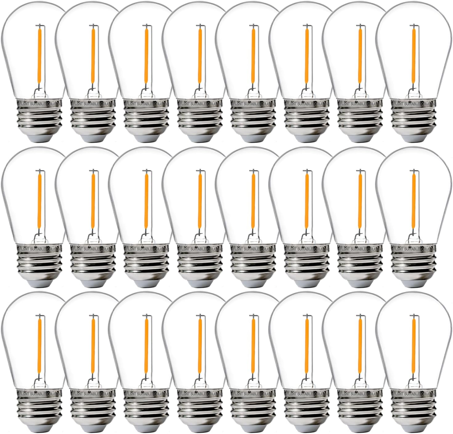 25 Pack S14 LED Bulb String Light Bulbs White 6000K 120V 1W E26 ...