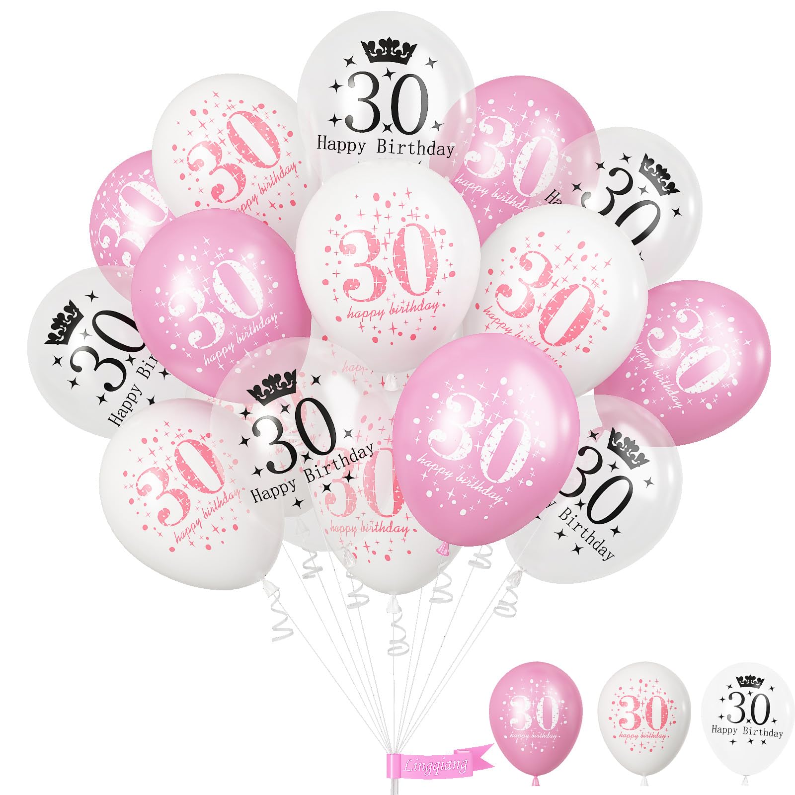 Amazon.com: Pink 30th Birthday Decorations for Women, Pack of 15 Happy ...