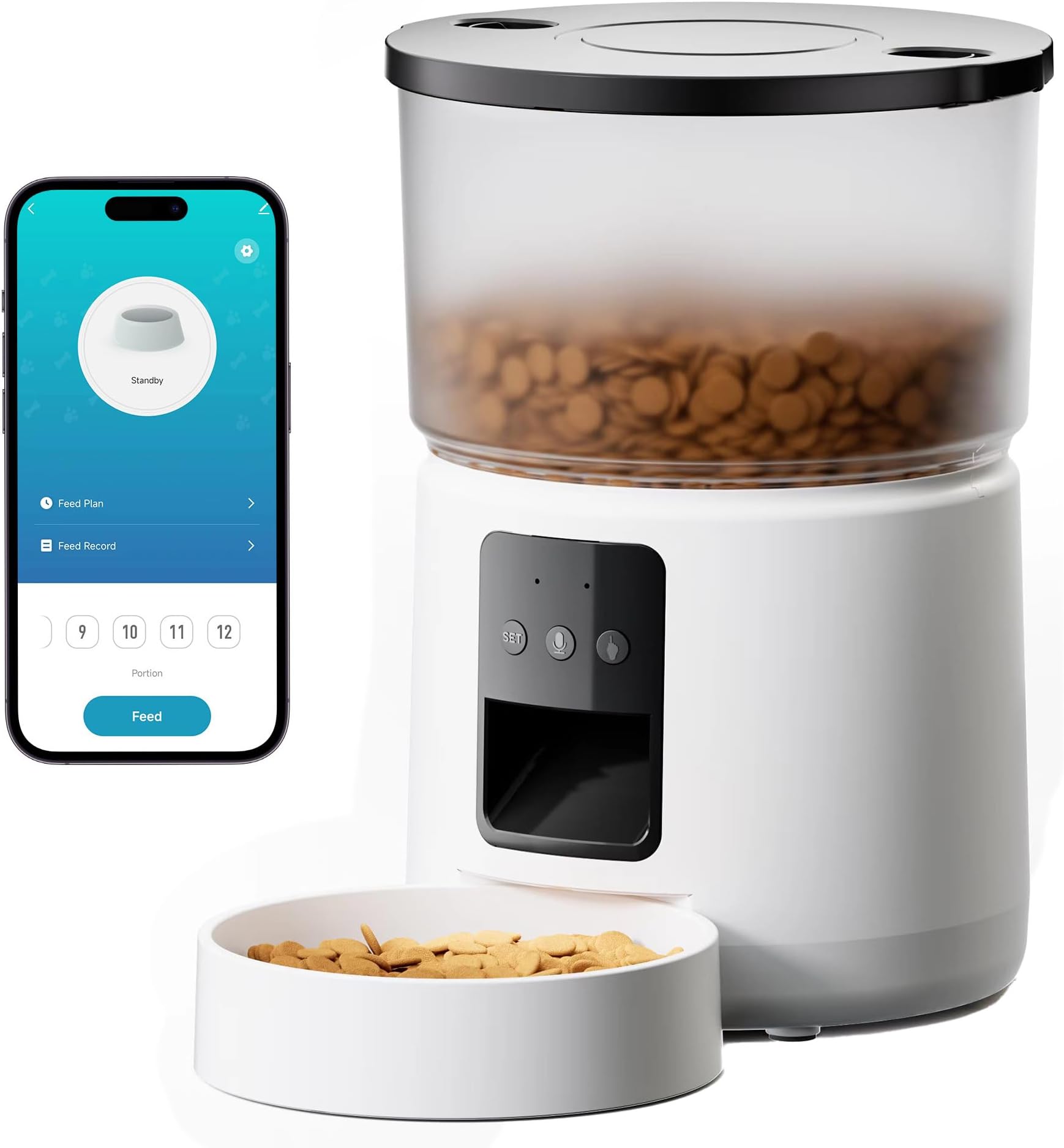 Amazon.com : BEMOONY Automatic Cat Feeder - 2.4G/5G WiFi Cat Food ...