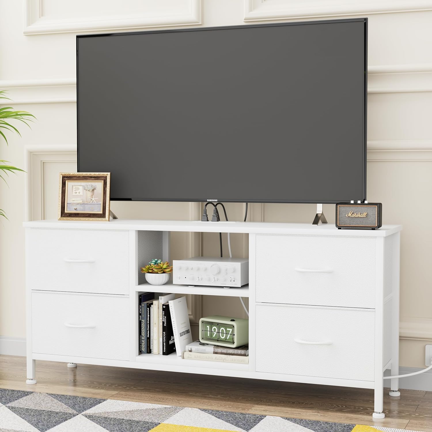 Amazon.com: Lulive TV Stand Dresser for Bedroom, White Dresser with 4 ...