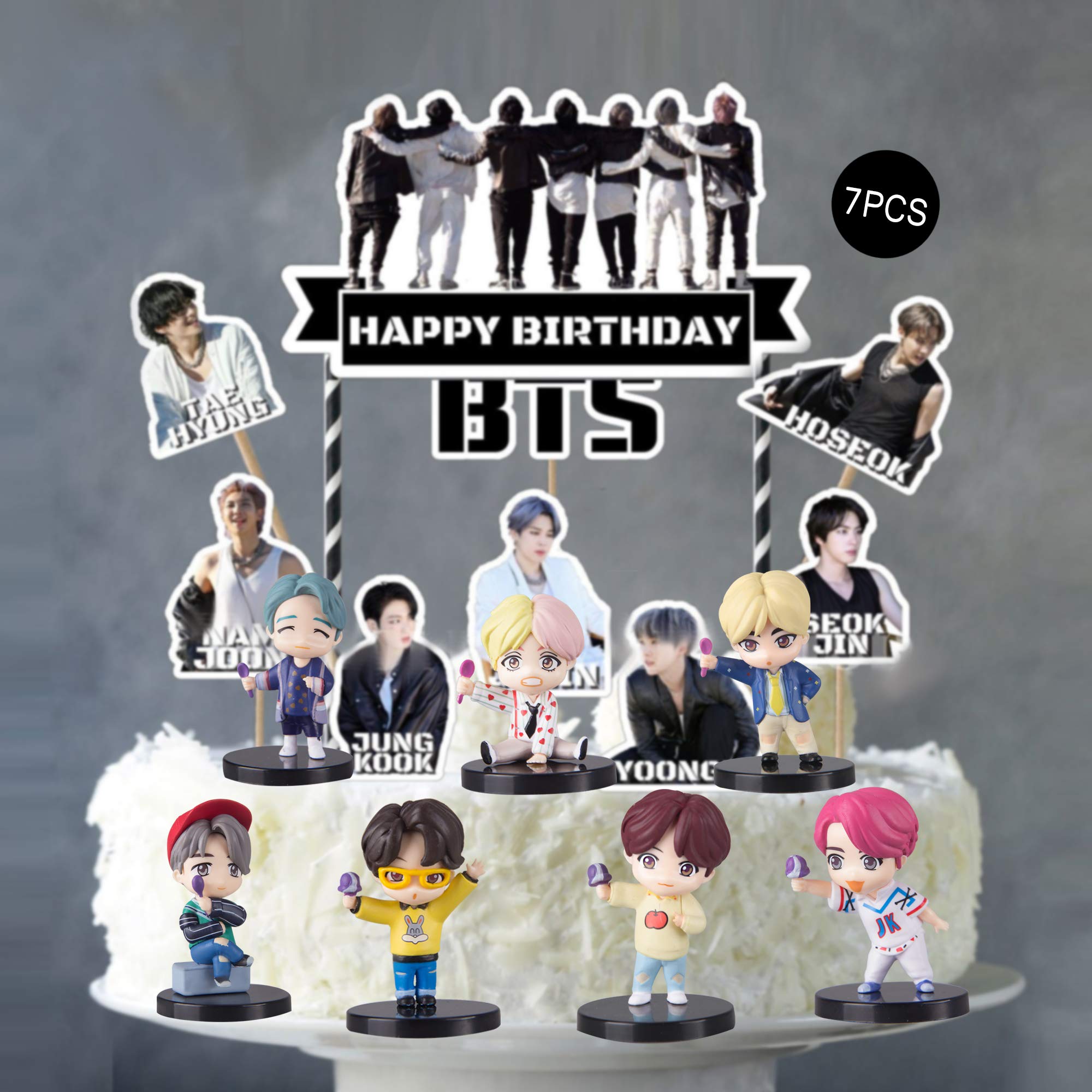 Buy 7PCS BTS cake topper fingure Characters set of Action Figure Toys ...