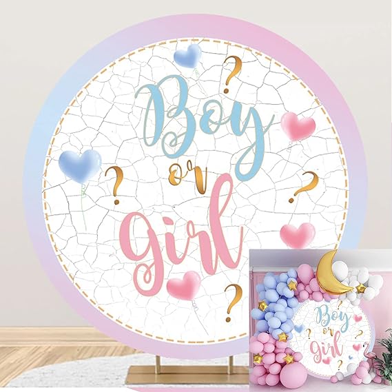 Bovlleetd 220cm BOY OR GIRL Display di Genere Sfondo Rotondo Strisce di ...