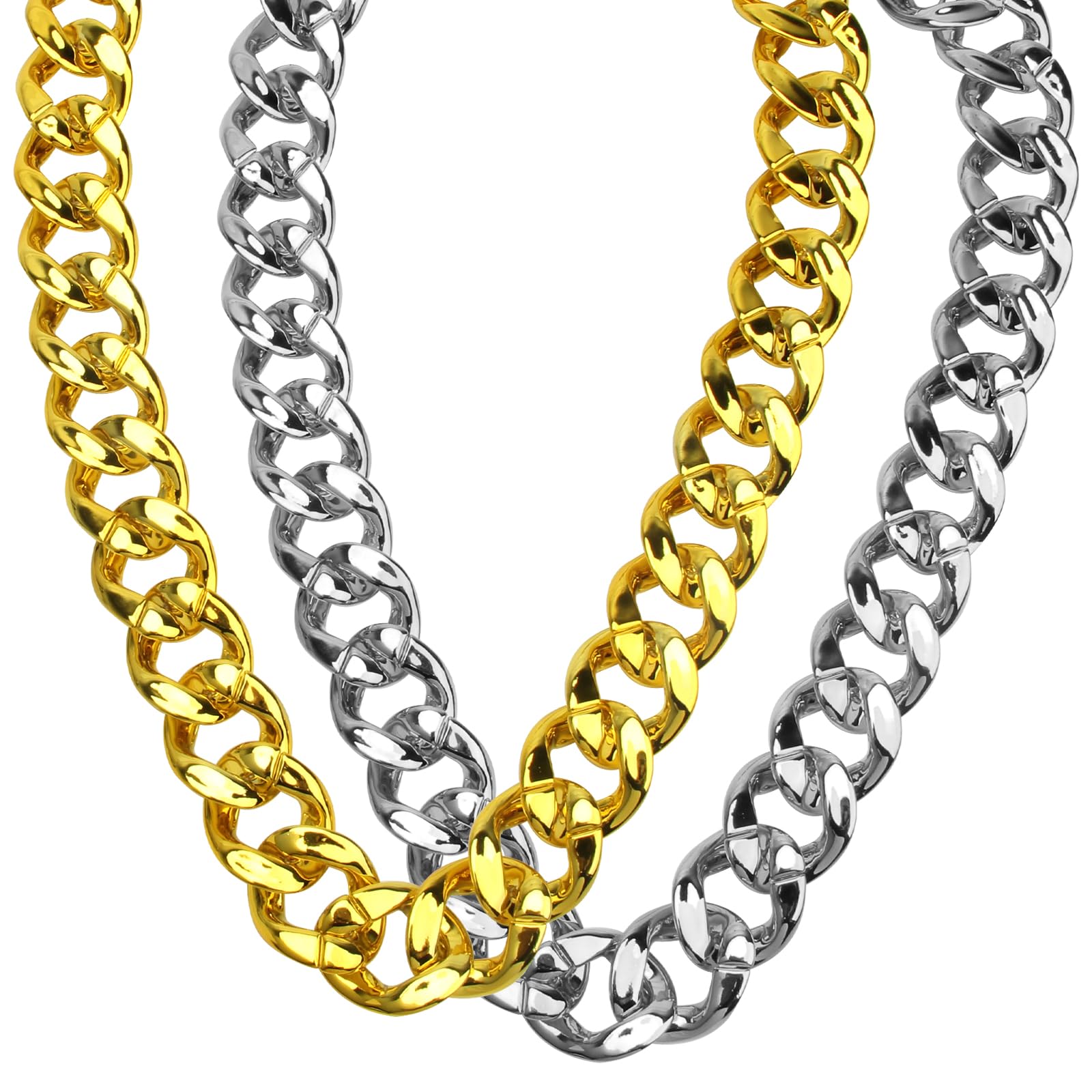 Snapklik.com : Hip Hop Chunky Gold & Silver Chain 2 Pack, 32 Inch ...