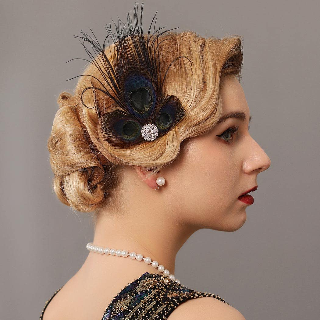 Amazon.com : Gortin 1920s Flapper Feather Hair Clip Great Gatsby ...