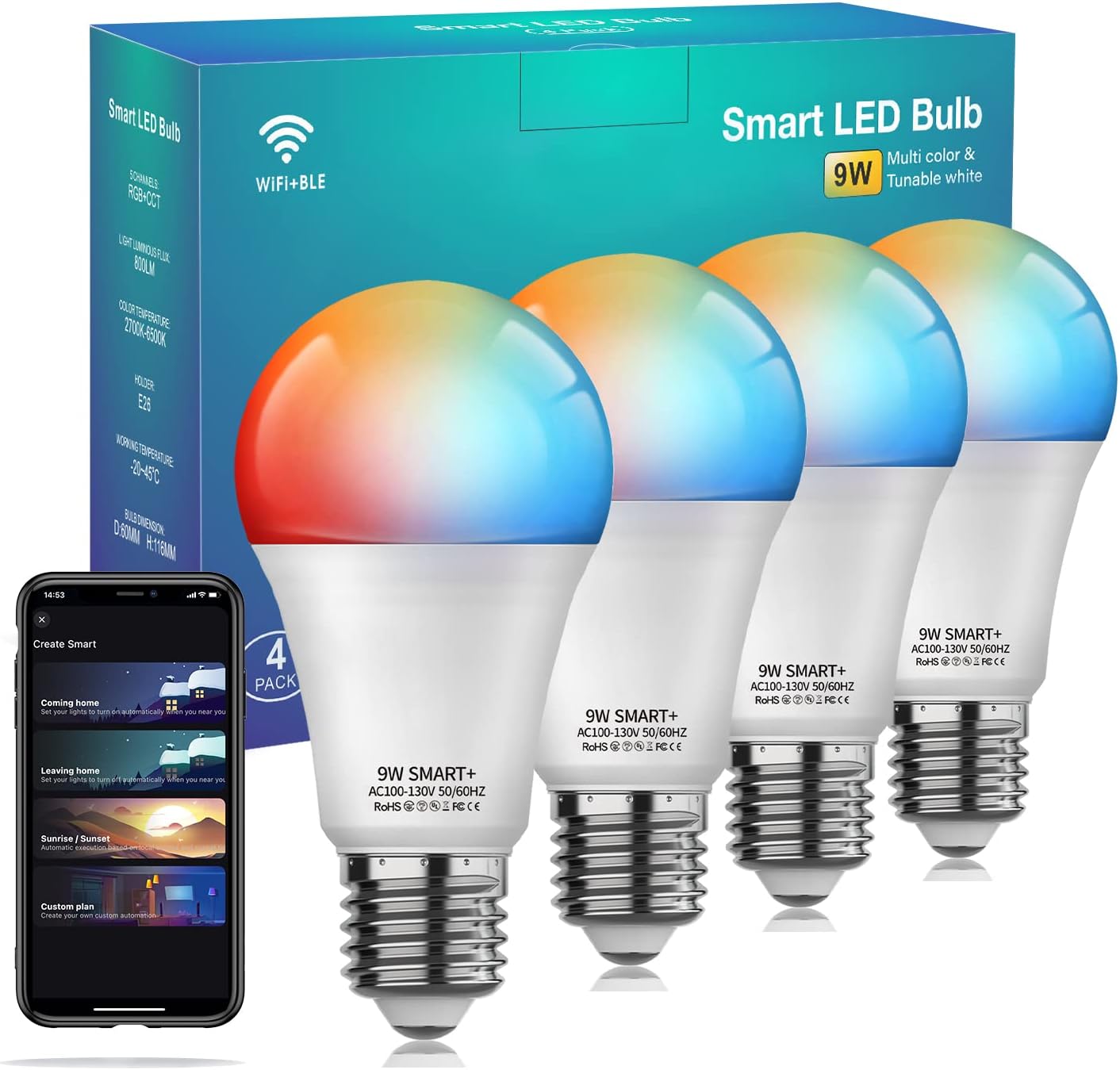 YHW Surplife App Smart WiFi Light Bulb-9W - Amazon.com
