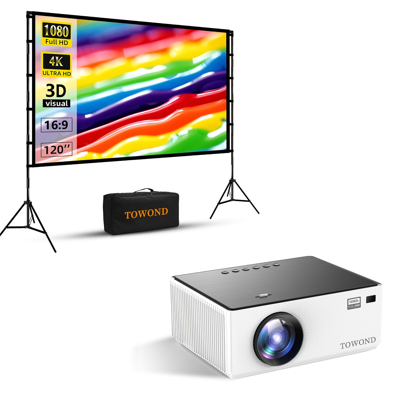 Amazon.com: Outdoor Projector and Screen Packages, Towond 120 ...