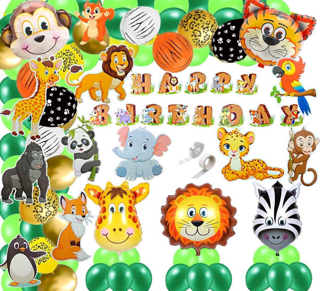 Party Propz Jungle Theme Birthday Decoration Combo - Pack of 64 Pcs ...