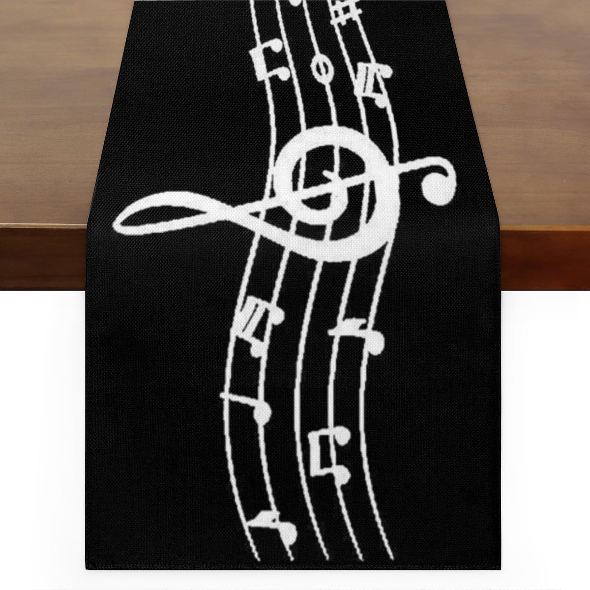 Amazon.com: Music Notes Table Runner Linen Style 13x48 Inches Rustic ...