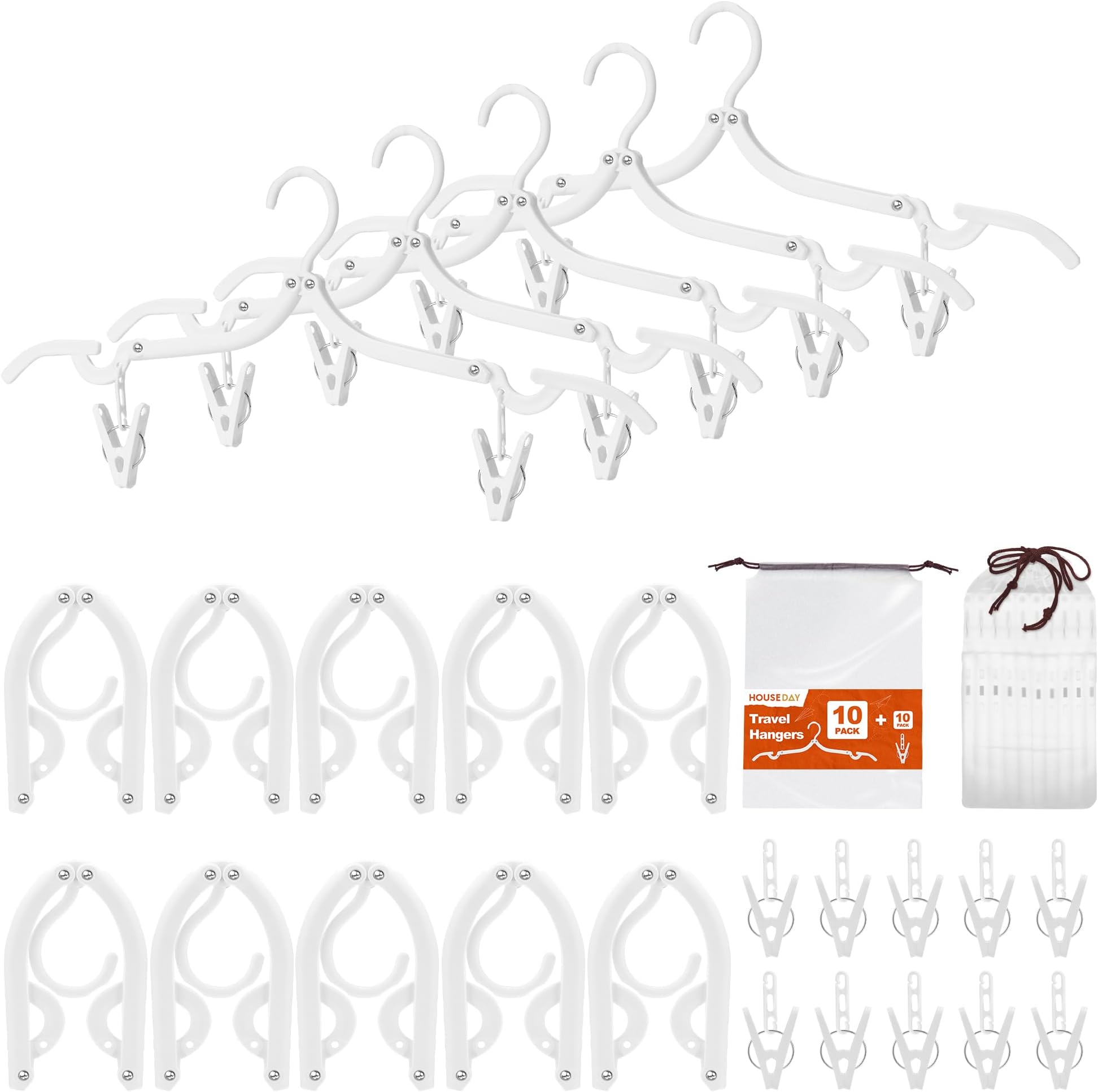 Amazon.com: 24PCS Foldable Clothes Hangers with Clotheslines, Non Slip ...