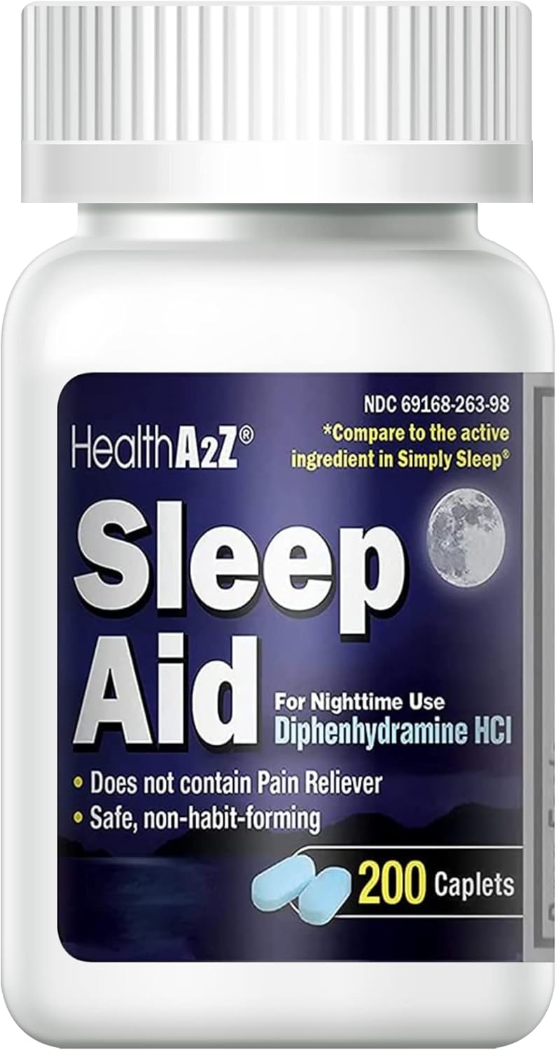Amazon.com: HealthA2Z Sleep Aid 200 Caplets | Diphenhydramine HCl 25mg ...