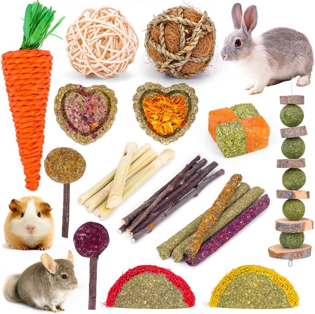 Amazon.com : JONS NTY 50-60 PCS Natural Rabbit Chew Toys, Bunny Toys ...