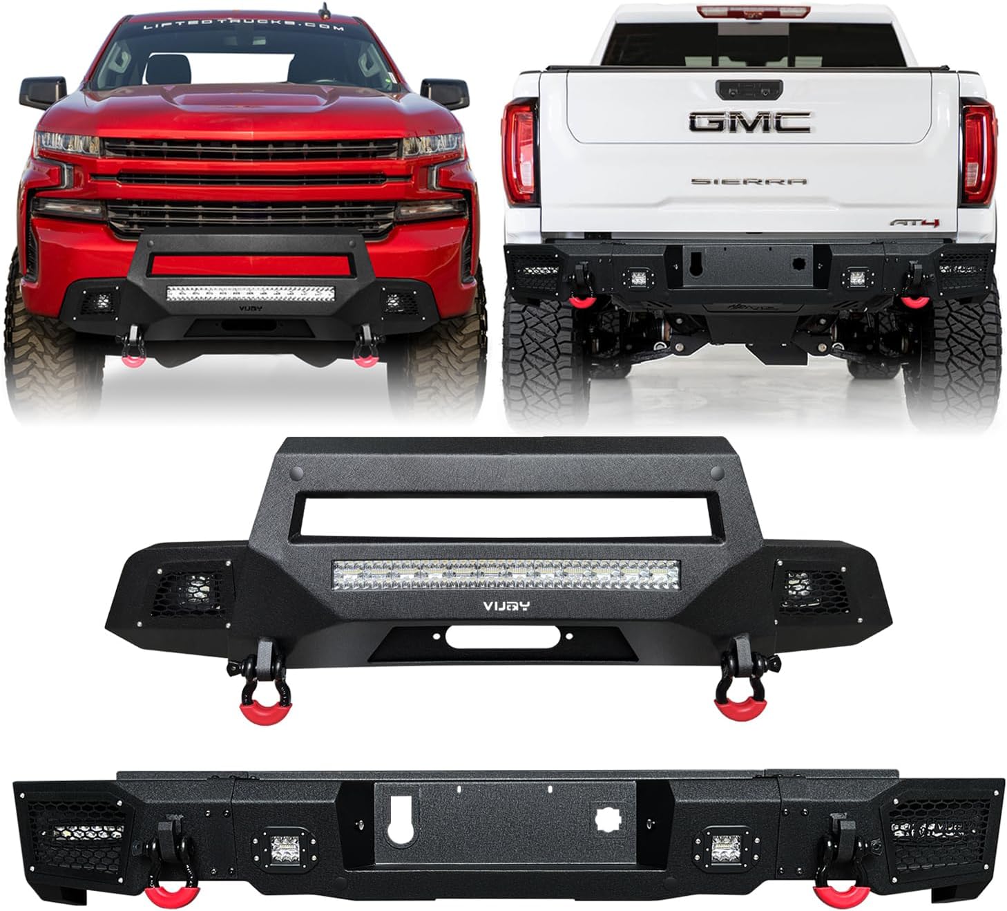 Amazon.com: TIOYAR Front and Rear Bumper Textured Black w/Winch Plate ...