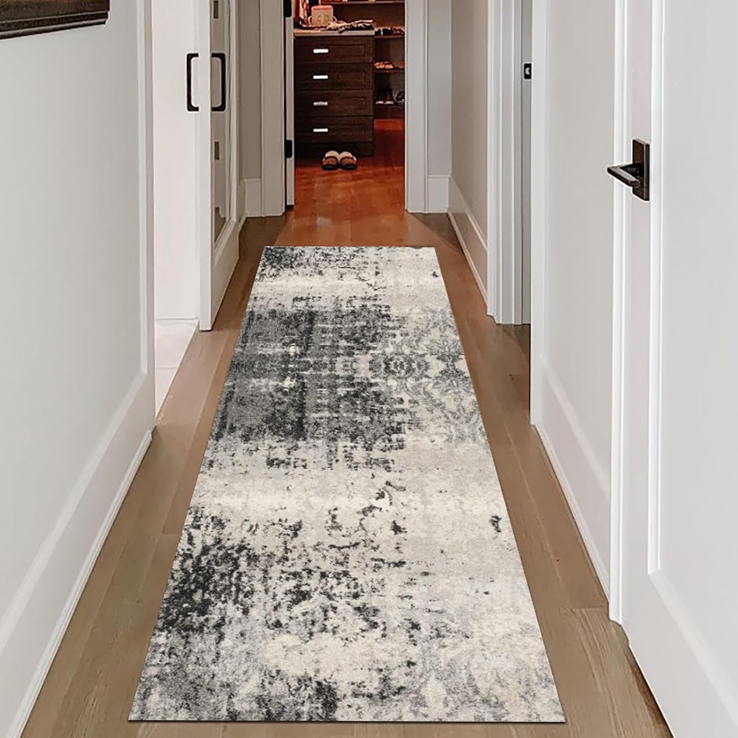 Jinnrug Modern Grey Carpet Runners for Hallway，Kitchen，Bedroom，Living ...
