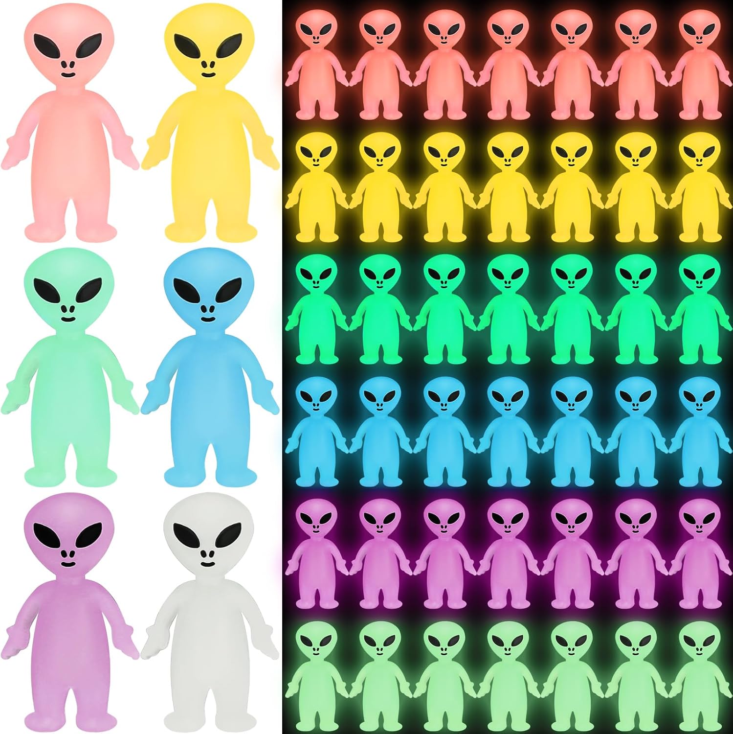Amazon.com: CroBlissful 30 Pcs Mini Alien Figures Bulk Glow in The Dark ...