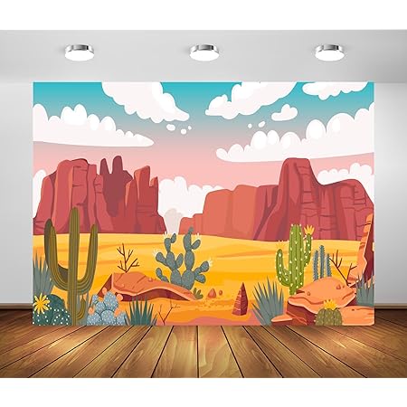 Amazon.com : BELECO 7x5ft Fabric Cartoon Desert Backdrop Wildwest ...