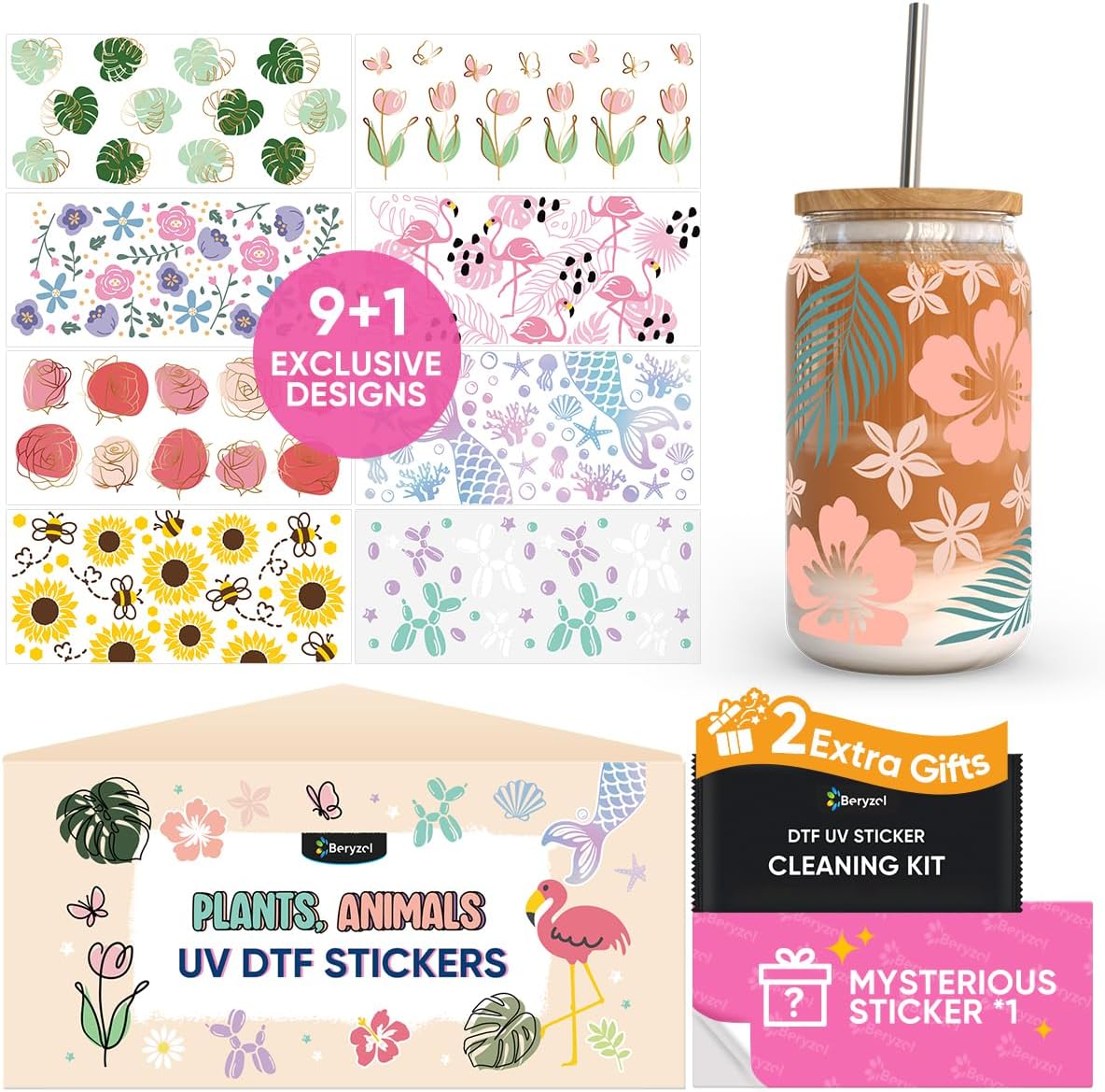 Amazon.com: Green Turtle UV DTF Transfer Sticker for 16OZ Glass Cups ...