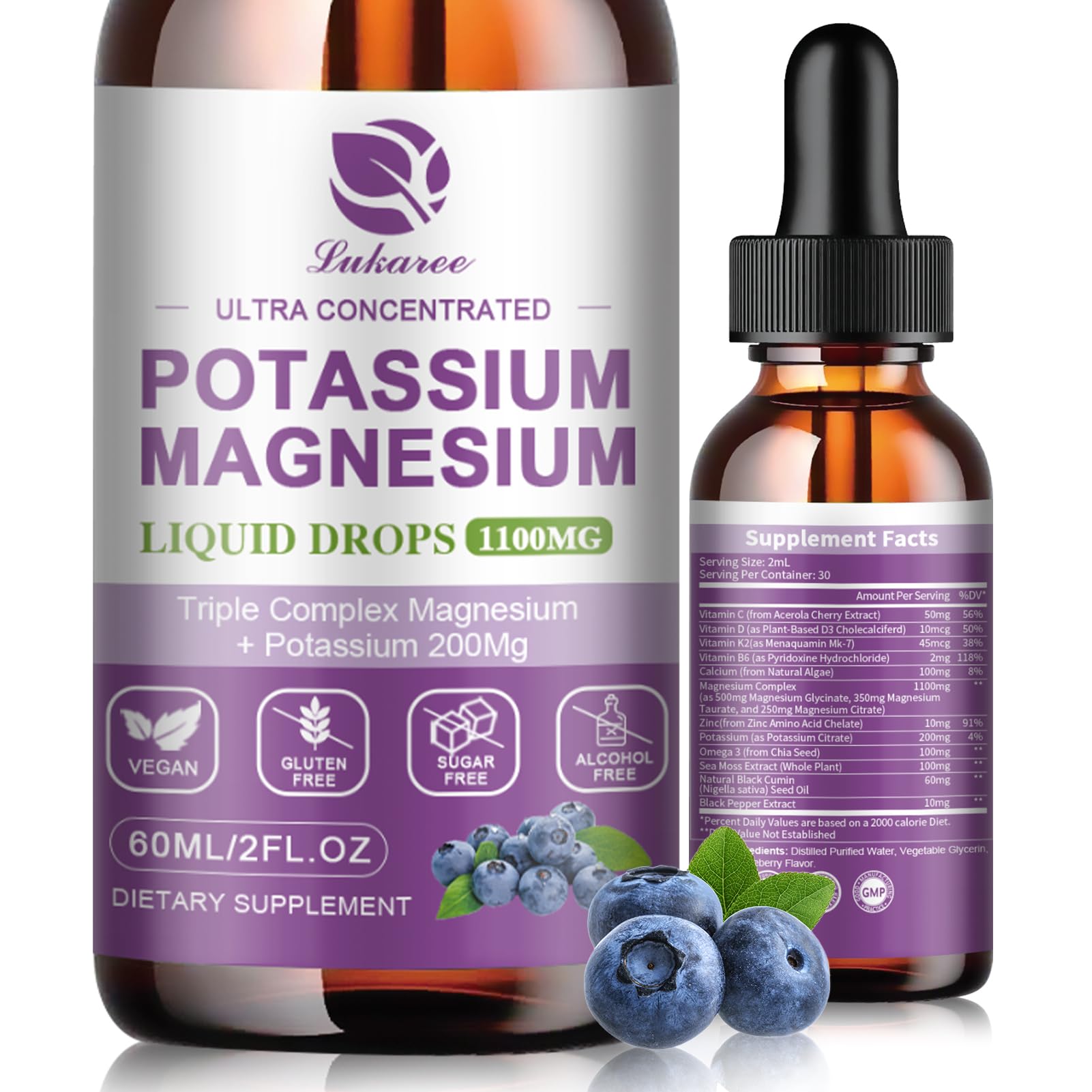 Amazon.com: Potassium Magnesium Supplement Liquid w/ 1100 mg Triple ...