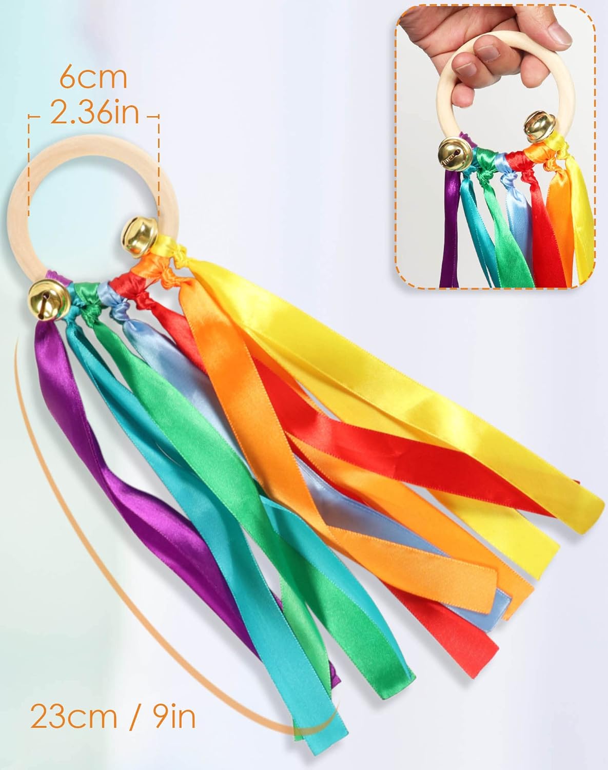 2PCS Sensory Wooden Ring Baby Toys with 6PCS Sensory Scarves – Babies ...