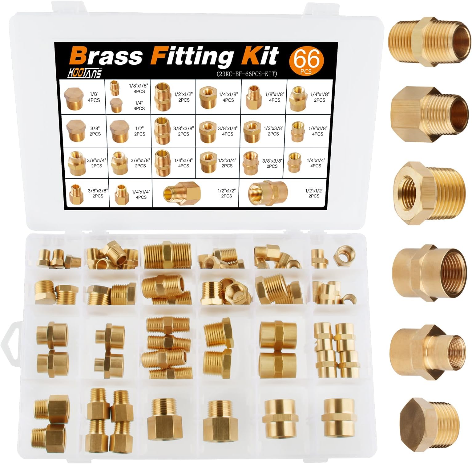 Amazon.com: Ailbiuko 60pcs Brass Pipe Fittings Assortment Kit,Reducer ...