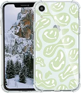 Amazon.com: TEXXY Designed for iPhone XR Smile Face Case,Sage Green Liquid Smile Face Trippy ...