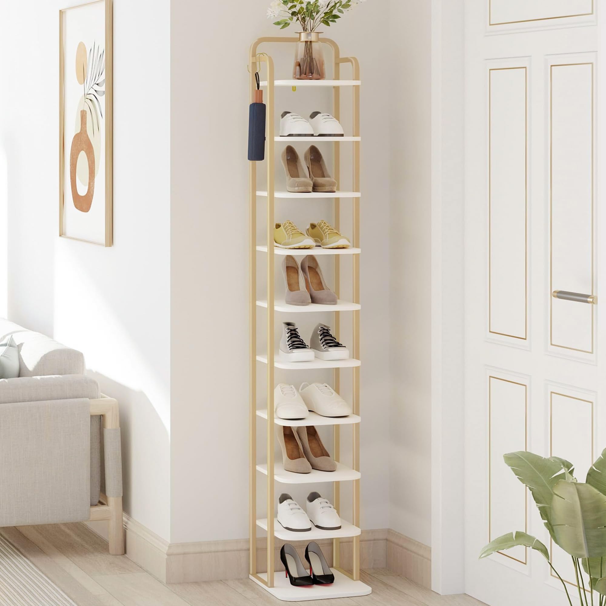 Amazon.com: Hzuaneri Vertical Shoe Rack, Shoe Shelves, Wood Shoe ...