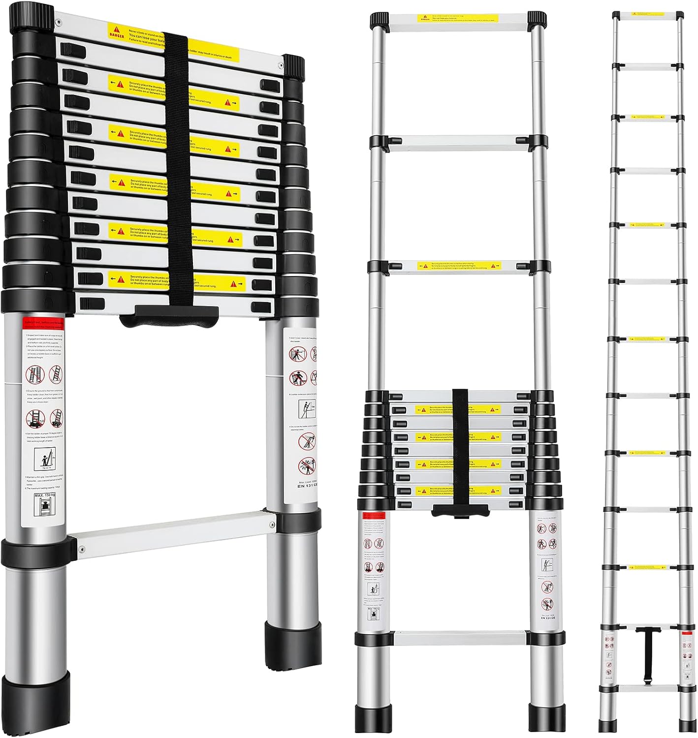 Olenyer Telescoping Ladder 12.5FT, Telescopic Extension Ladder ...
