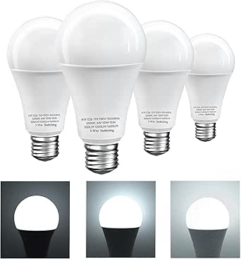 UNILAMP 3 Way LED Light Bulbs Daylight White 5000K, 3 Way Light Bulbs ...