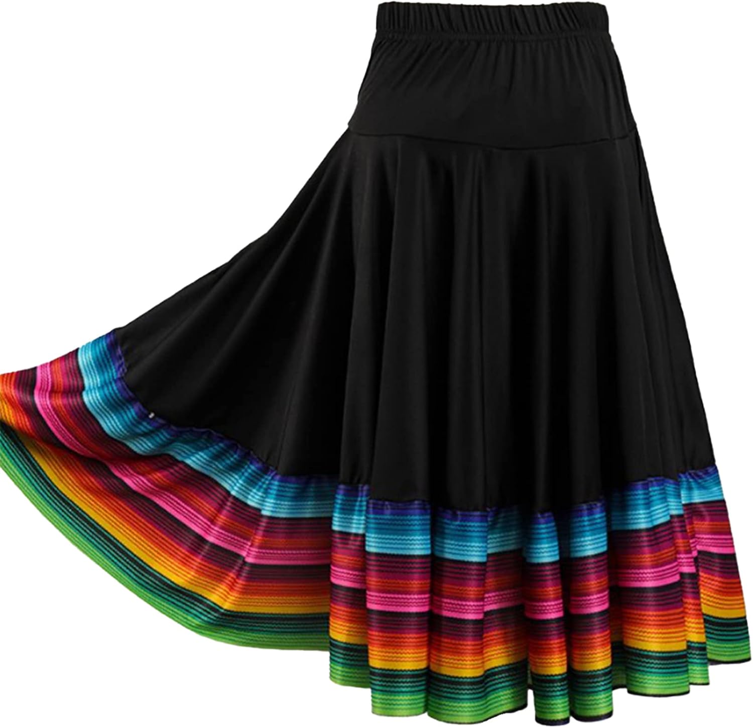 Amazon.com: Linjinx Women's Folklorico Skirts Spanish Swing High Waist ...