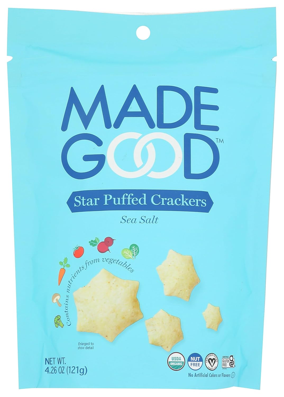 Amazon.com: MadeGood Sea Salt Star Puffed Crackers, 4.26oz Pouch ...