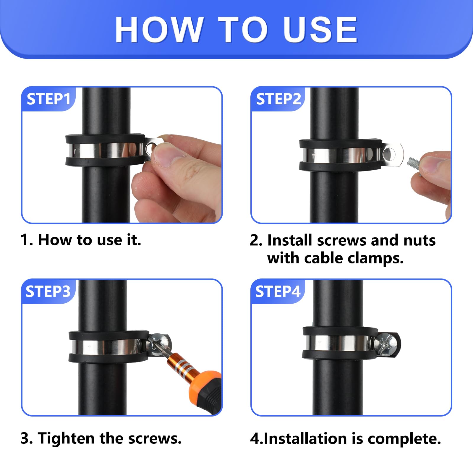 Snapklik.com : JWGJW Rubber Cushioned Insulated Clamp 50 Pack 1/2 Inch
