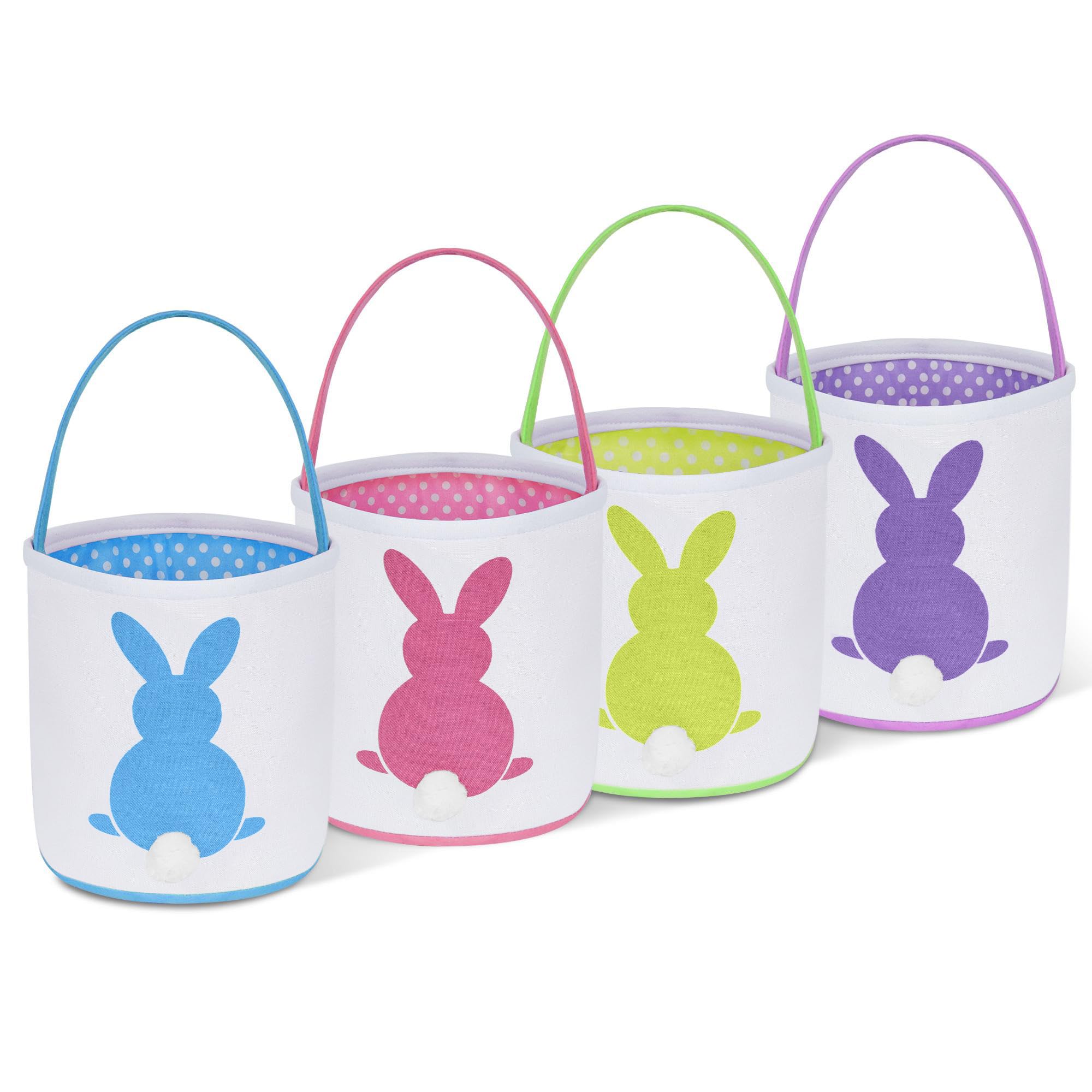 Amazon.com: Easter Basket Plain Soft Cloth Bucket Bunny Egg Hunt Canvas ...