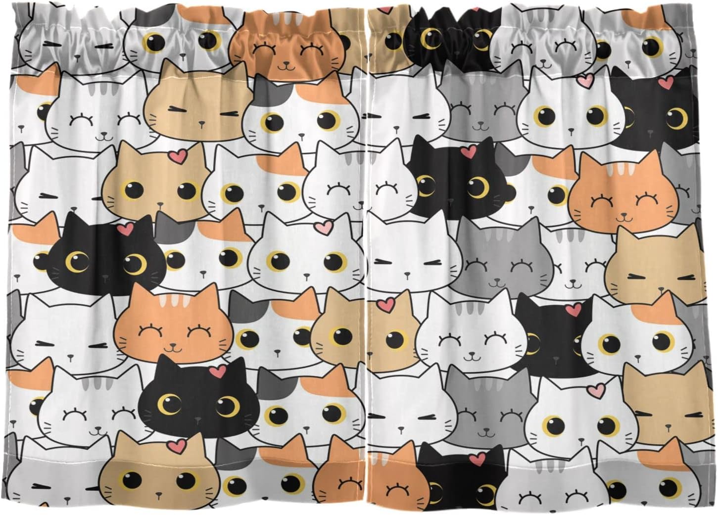 Amazon.com: Cat Kitten Kitchen Curtains 24 Inch Length Short Tier ...