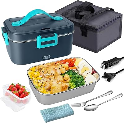 Budth Electric Lunch Box,80W Portable Heated Lunch Box Leak-Proof Food ...