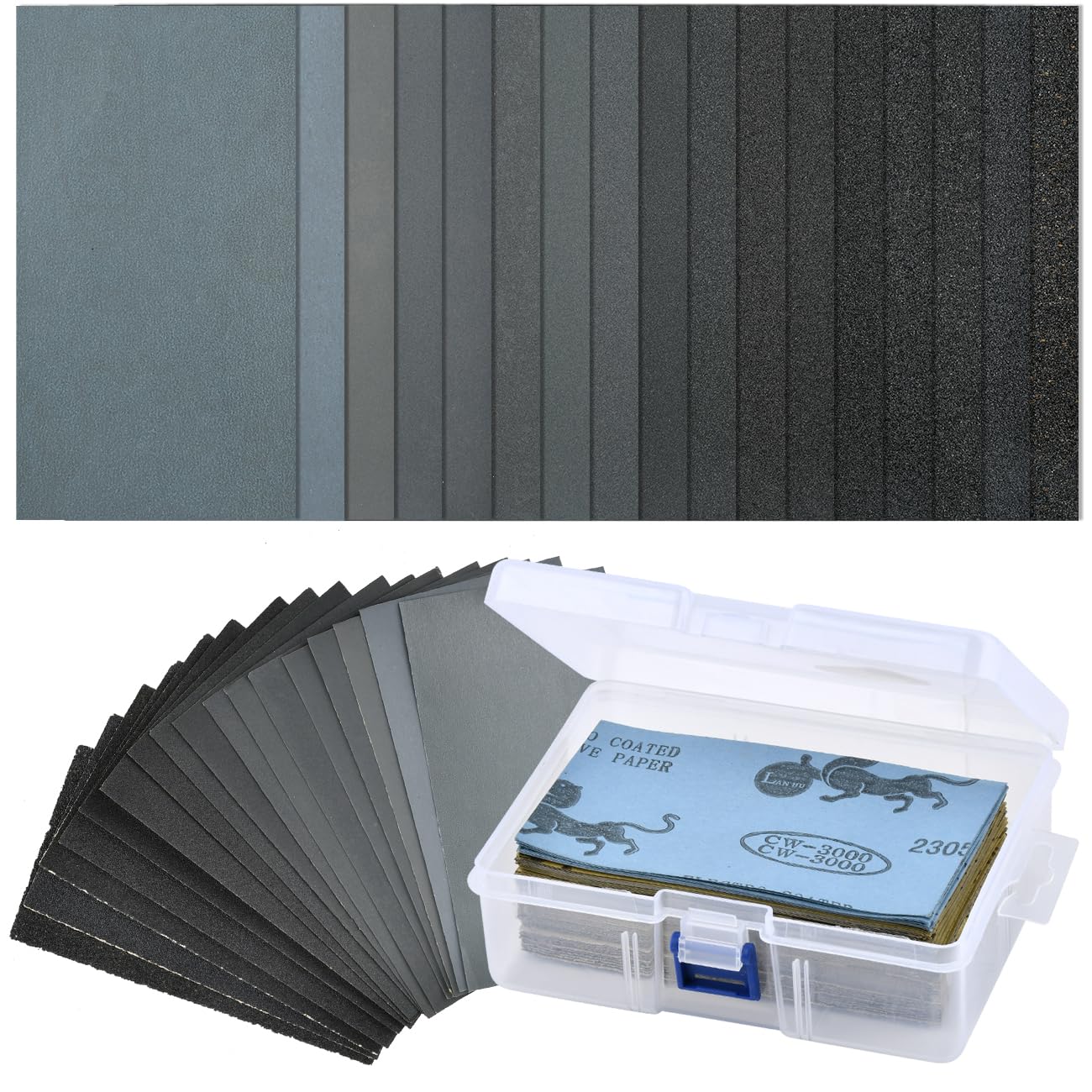 BATINO 102 Sheets Wet and Dry Sandpaper, 60 to 3000 Grit Sandpaper ...