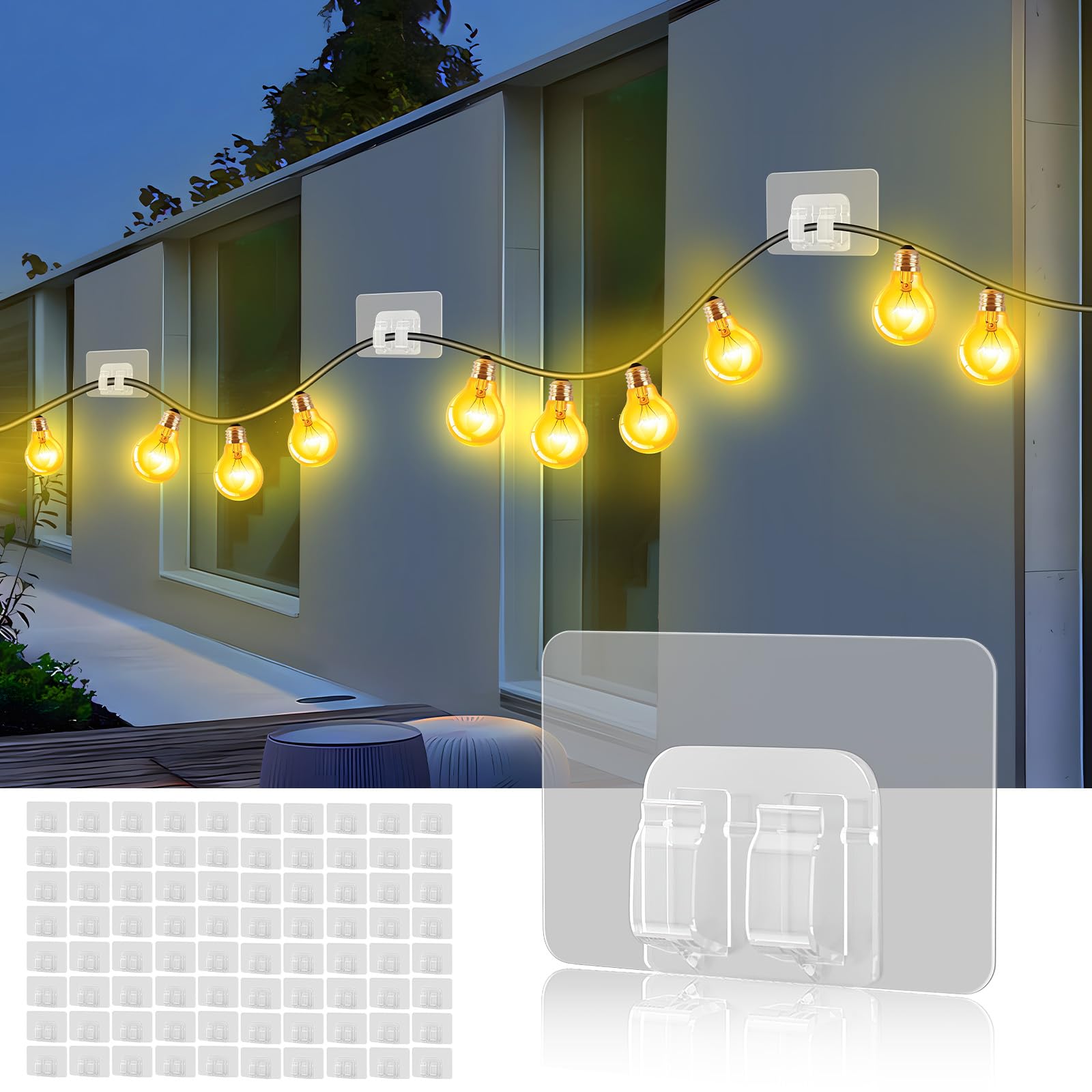 Amazon.com: Hooks for Outdoor Christmas String Lights Clips, 80Pcs ...