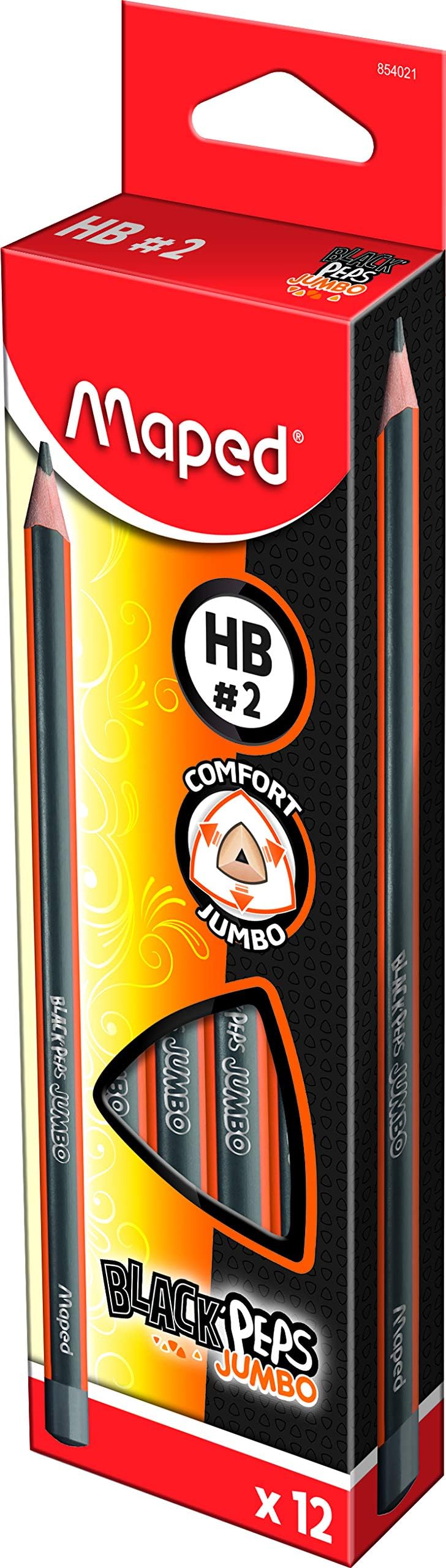 Maped - Crayons Graphite HB #2 Black’Peps Jumbo - Crayons à Papier en ...