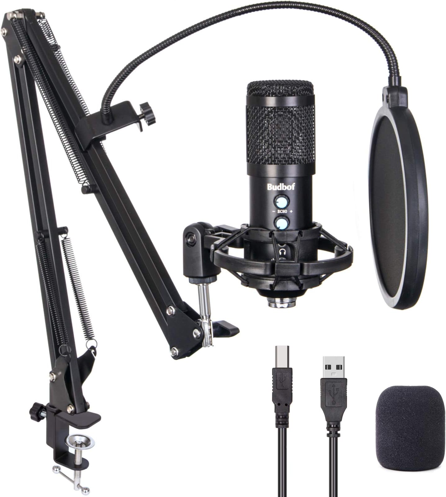 USB Microphone for Computer, Budbof Gaming Mic Kit with Boom Stand for ...
