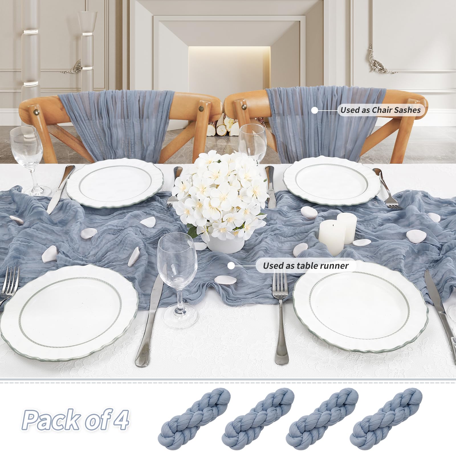 Snapklik.com : Cheesecloth Table Runner 4 Packs 10ft Long Gauze Table ...