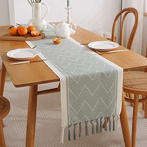 Amazon.com: GTOMUIIO Green Table Runner 80 inch Long, Woven Table ...