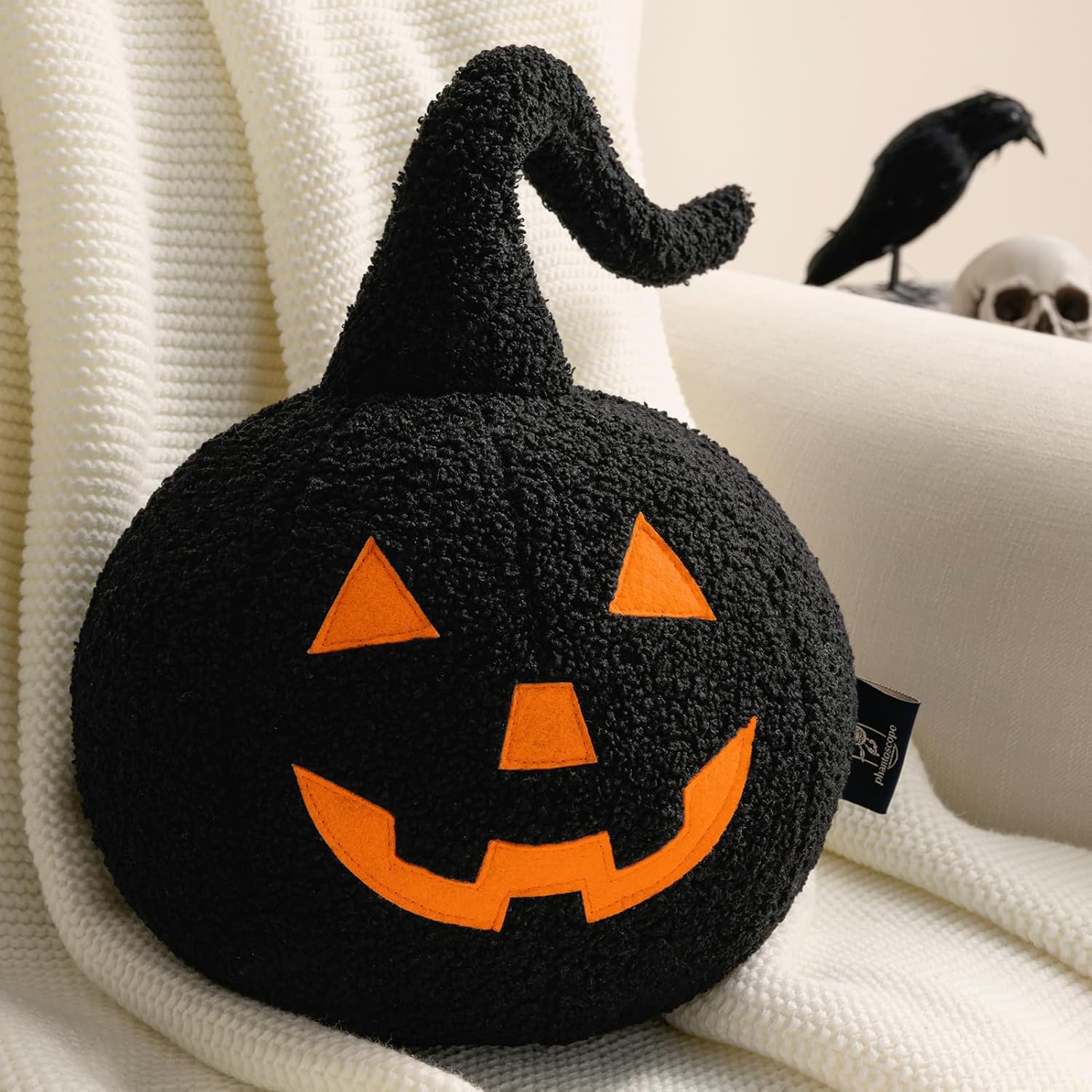 Amazon.com: Phantoscope Happy Halloween Pumpkin Shaped Throw Pillow, Teddy Fleece Jack-o ...
