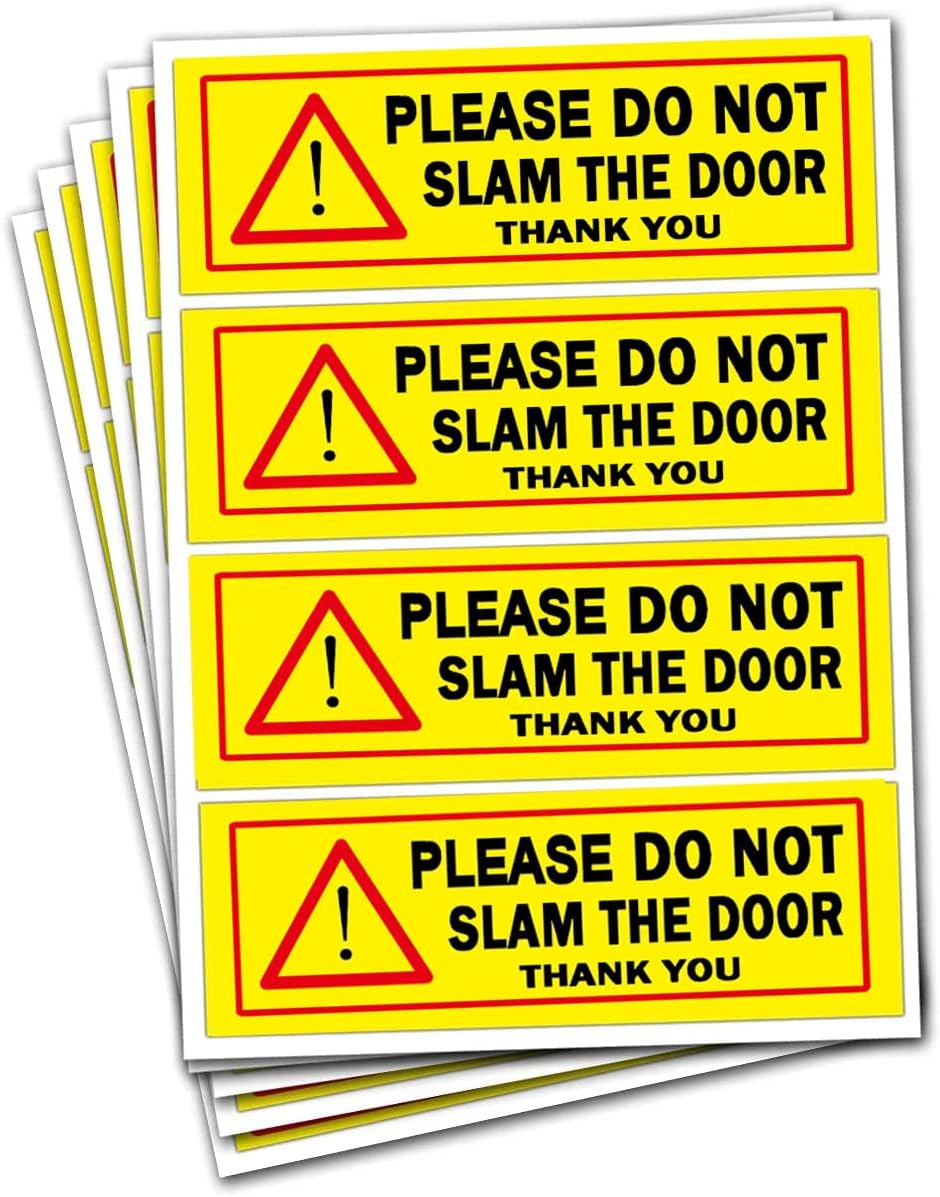 Please Do Not Slam The Door Warning Stickers, 5x1.5 inch Oblong Do Not ...