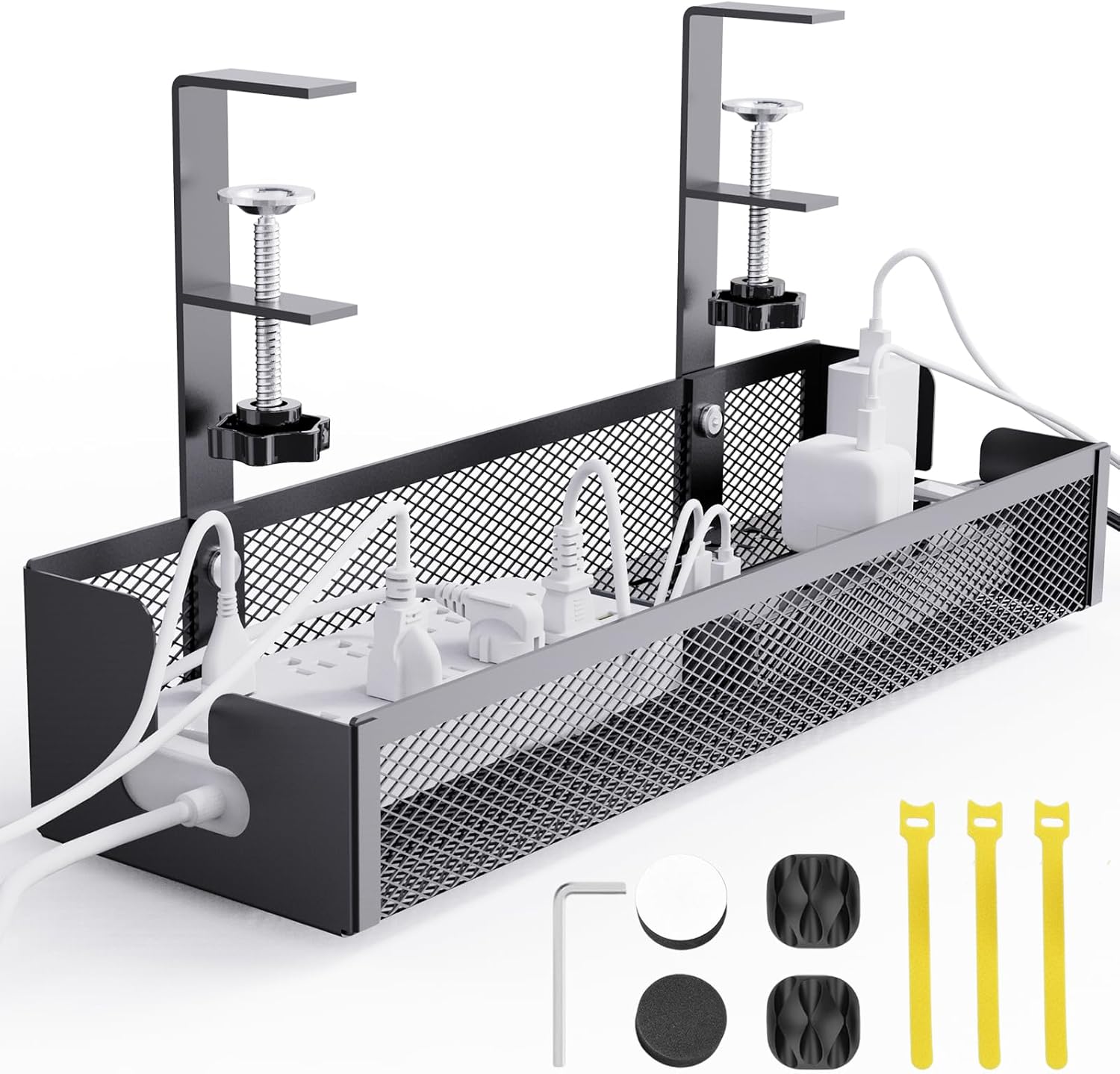 Amazon.com: Under Desk Cable Management Tray,15.7'' No Drill Mesh Desk ...