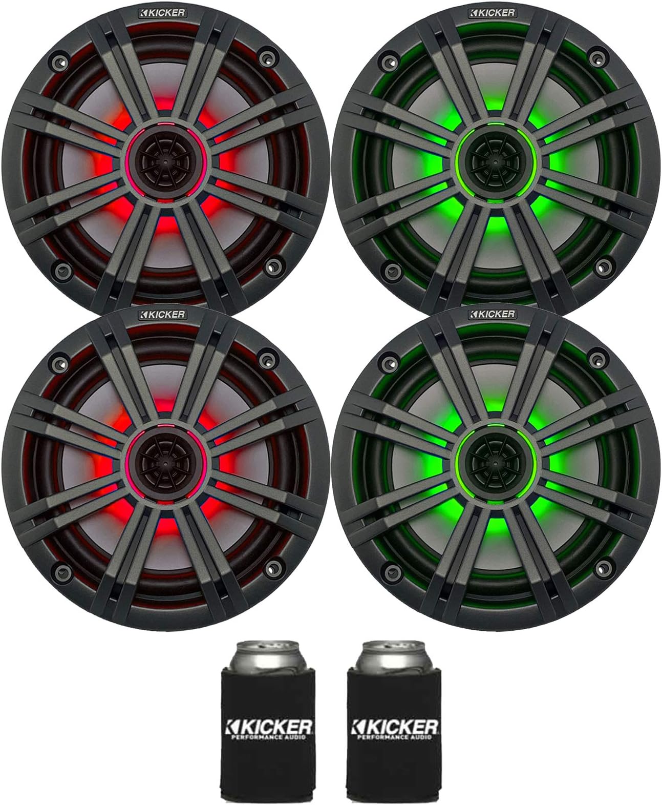 Amazon.com: KICKER 6.5" Charcoal LED Marine Speakers (Qty 4) 2 Pairs of ...