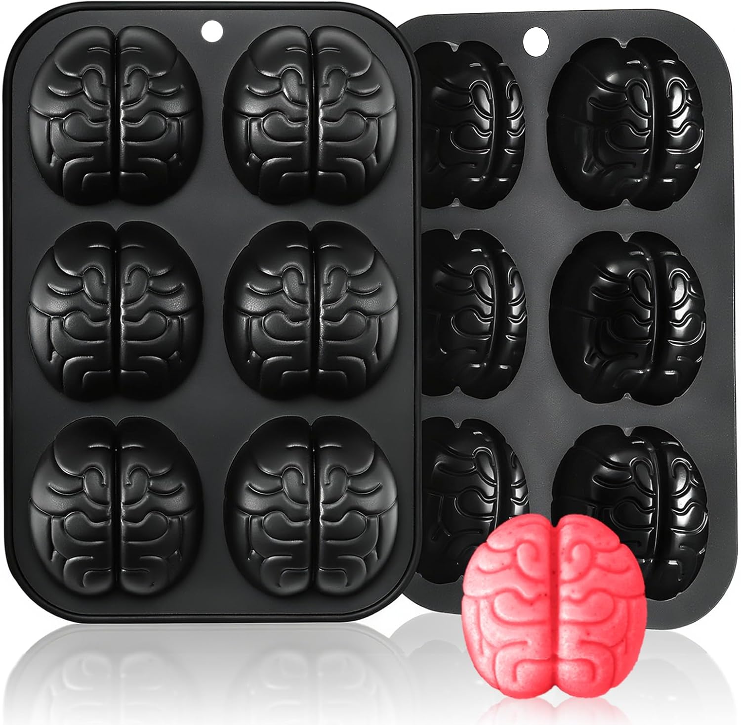Amazon.com: HKNMTT Halloween Brain Silicone Molds 2 Pack 6 Cavity ...